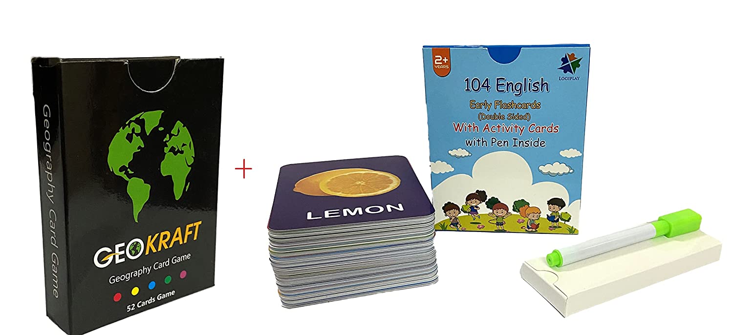 Combo Geography 52 Country Trump Cards and Basic 104 Double Sided Flash ...